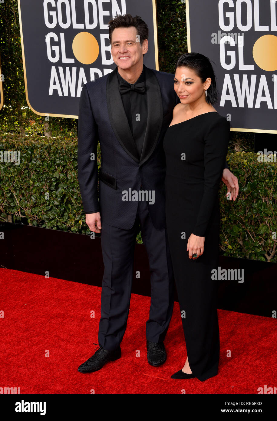 LOS ANGELES, CA. January 06, 2019: Jim Carrey & Ginger Gonzaga at the ...