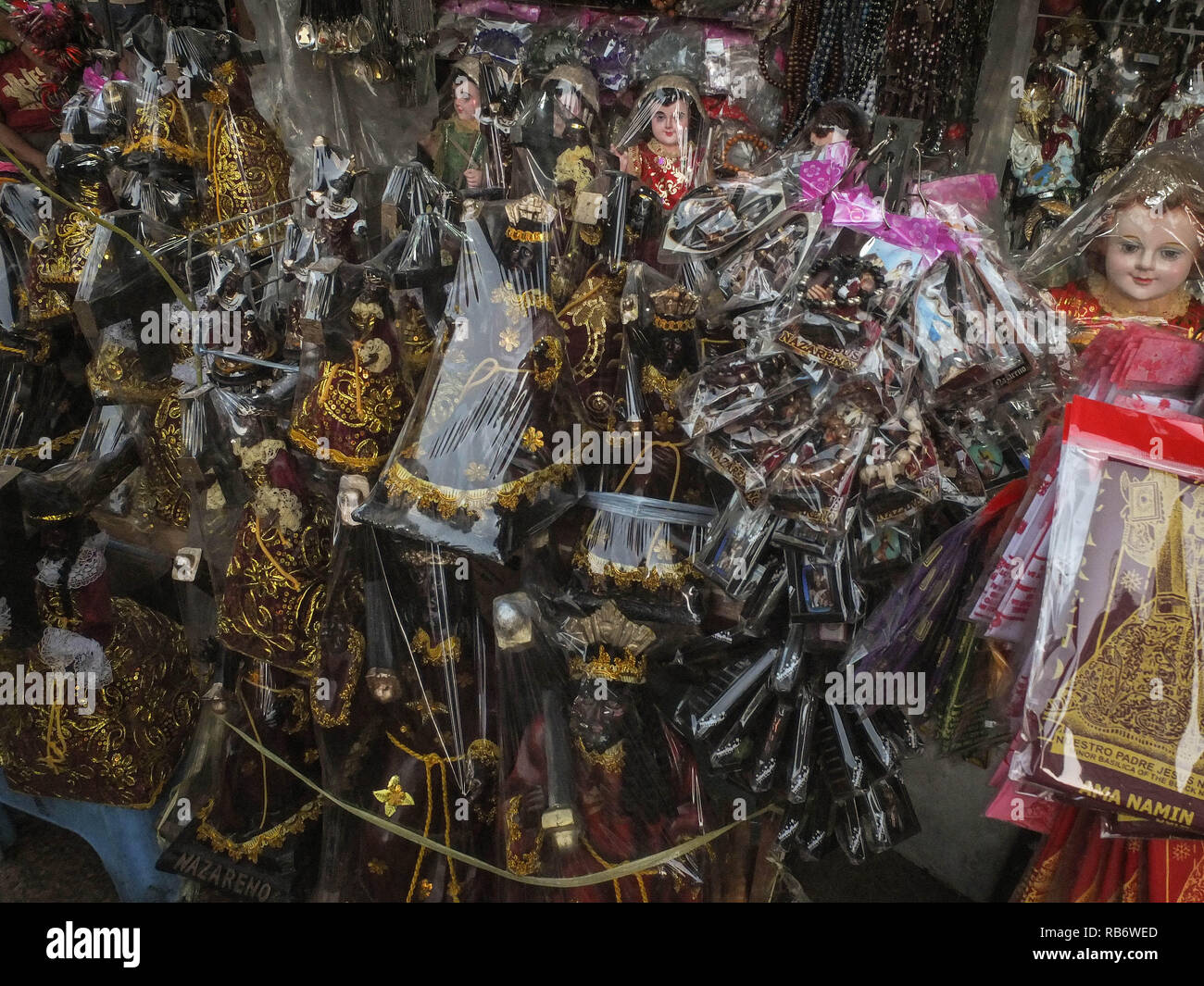 Quiapo vendors seen displaying small Black Nazarene replicas during the ...