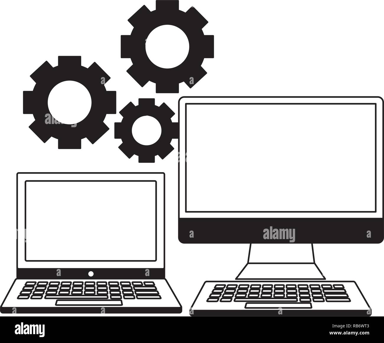 business laptop computer and gears Stock Vector Image & Art - Alamy