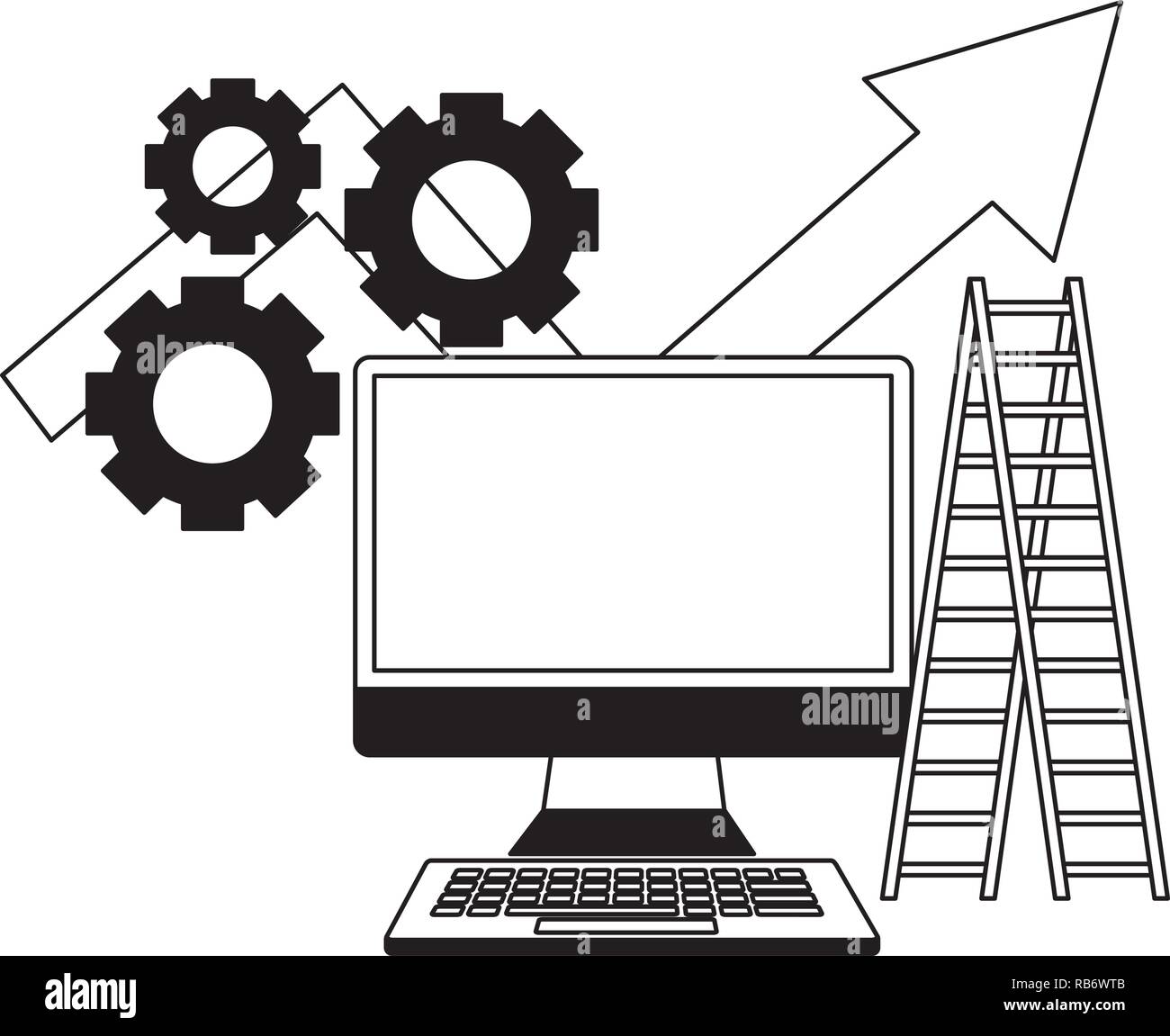 business computer stairs arrow gears Stock Vector Image & Art - Alamy