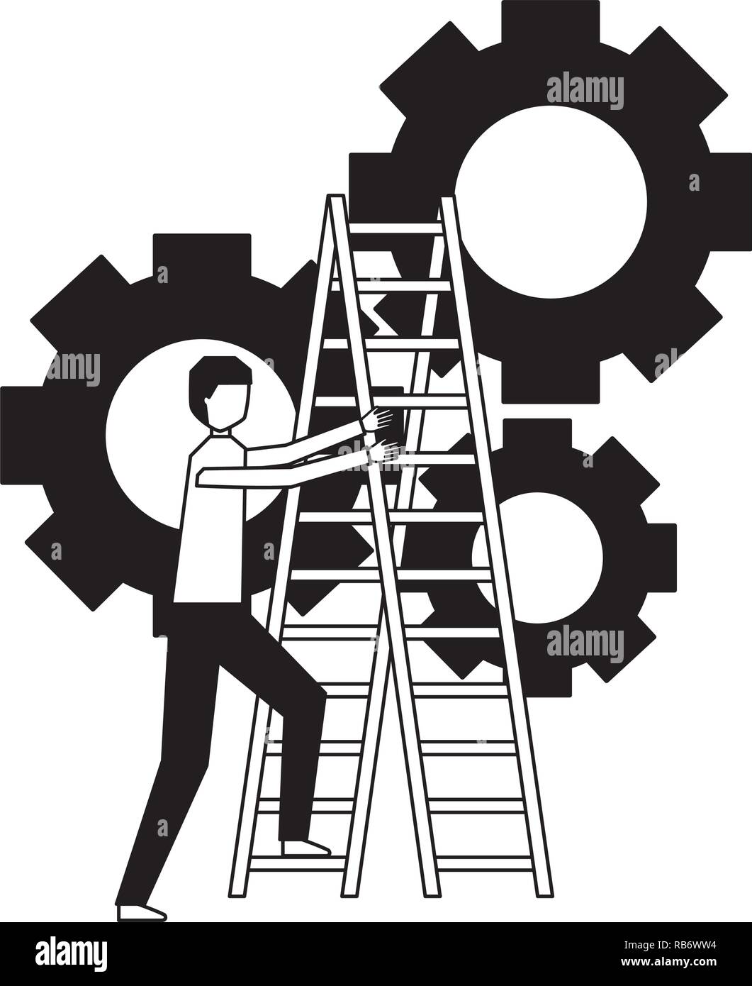 Student climbing ladder Stock Vector Images - Alamy