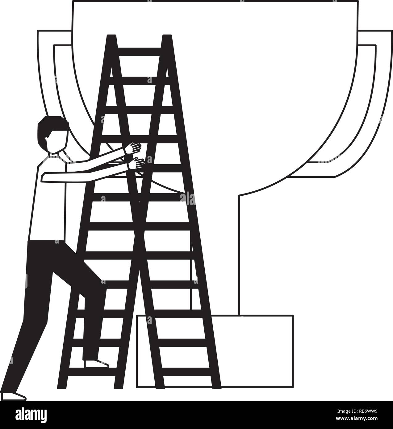 Businessman climb ladder trophy Stock Vector Images - Alamy