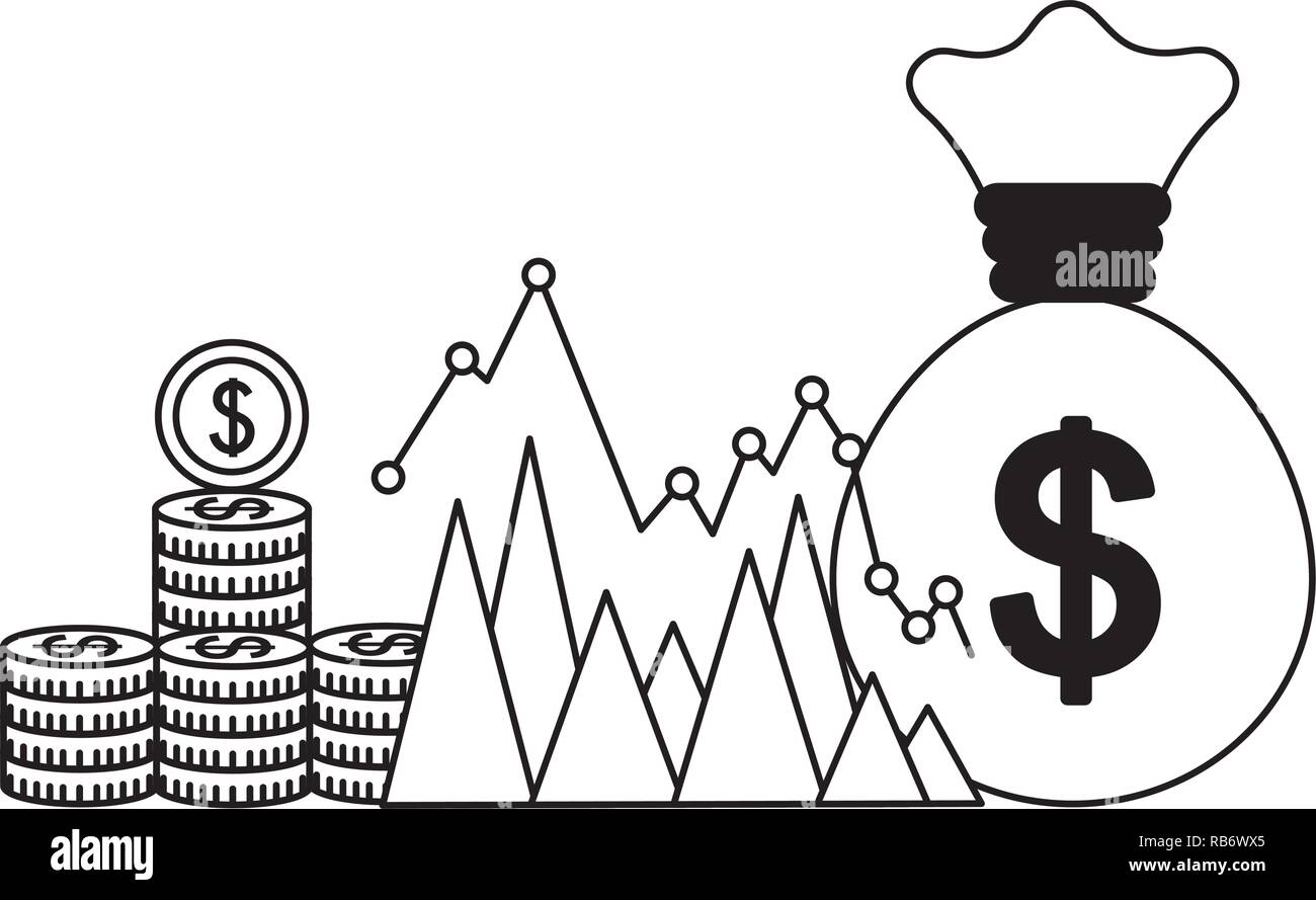 business money bag coins chart report Stock Vector Image & Art - Alamy