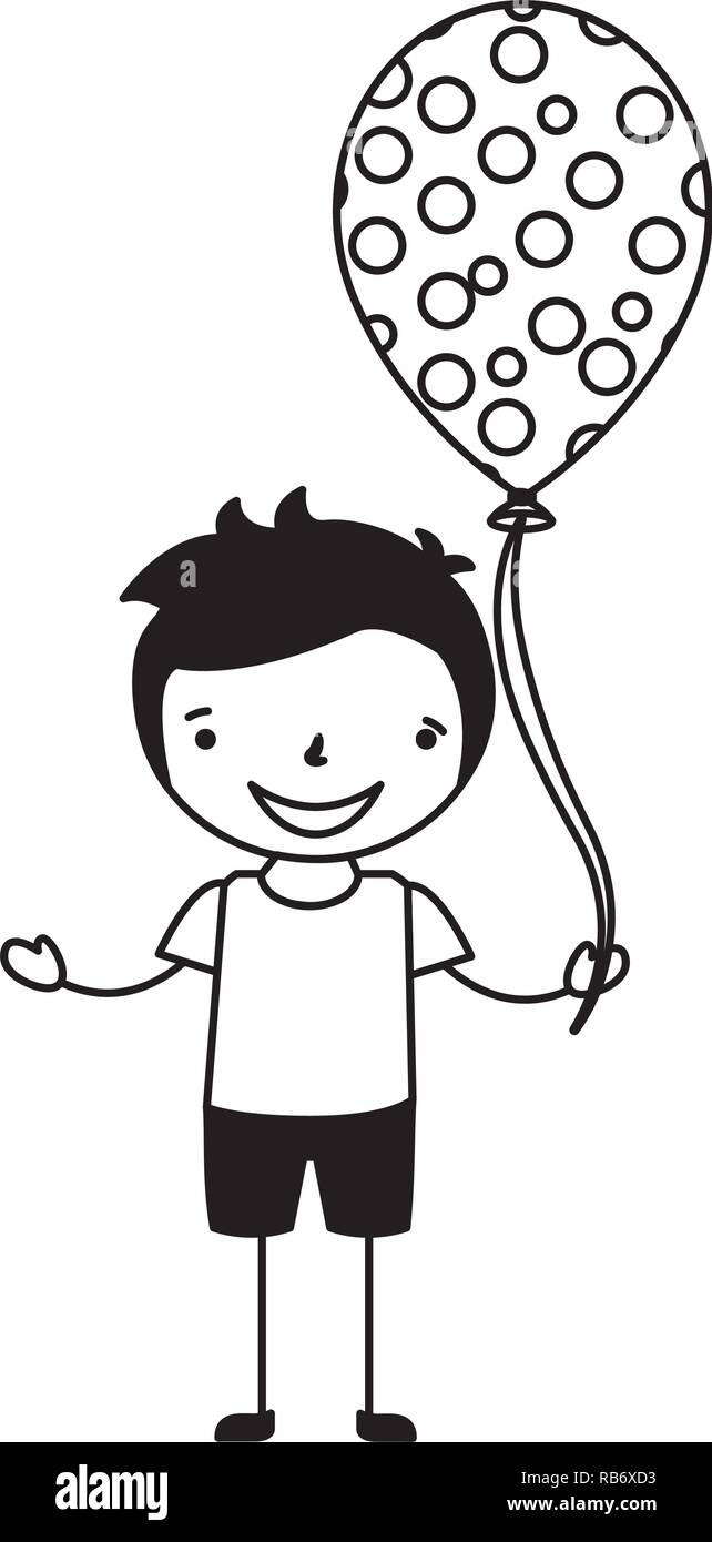 happy boy holding balloon celebration Stock Vector Image & Art - Alamy