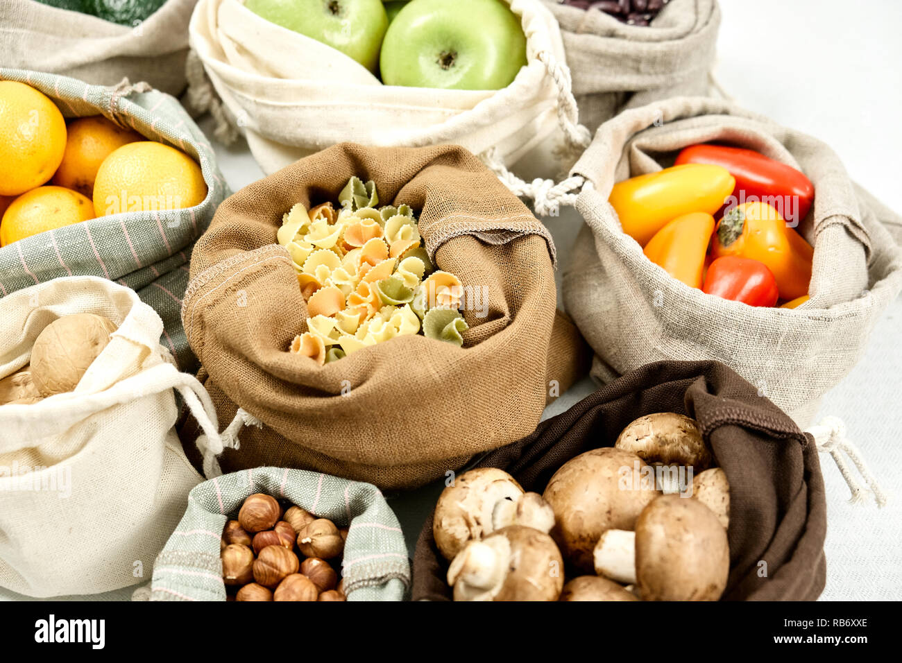 Zero Waste Food Storage Eco Bag Top View Stock Photo - Alamy