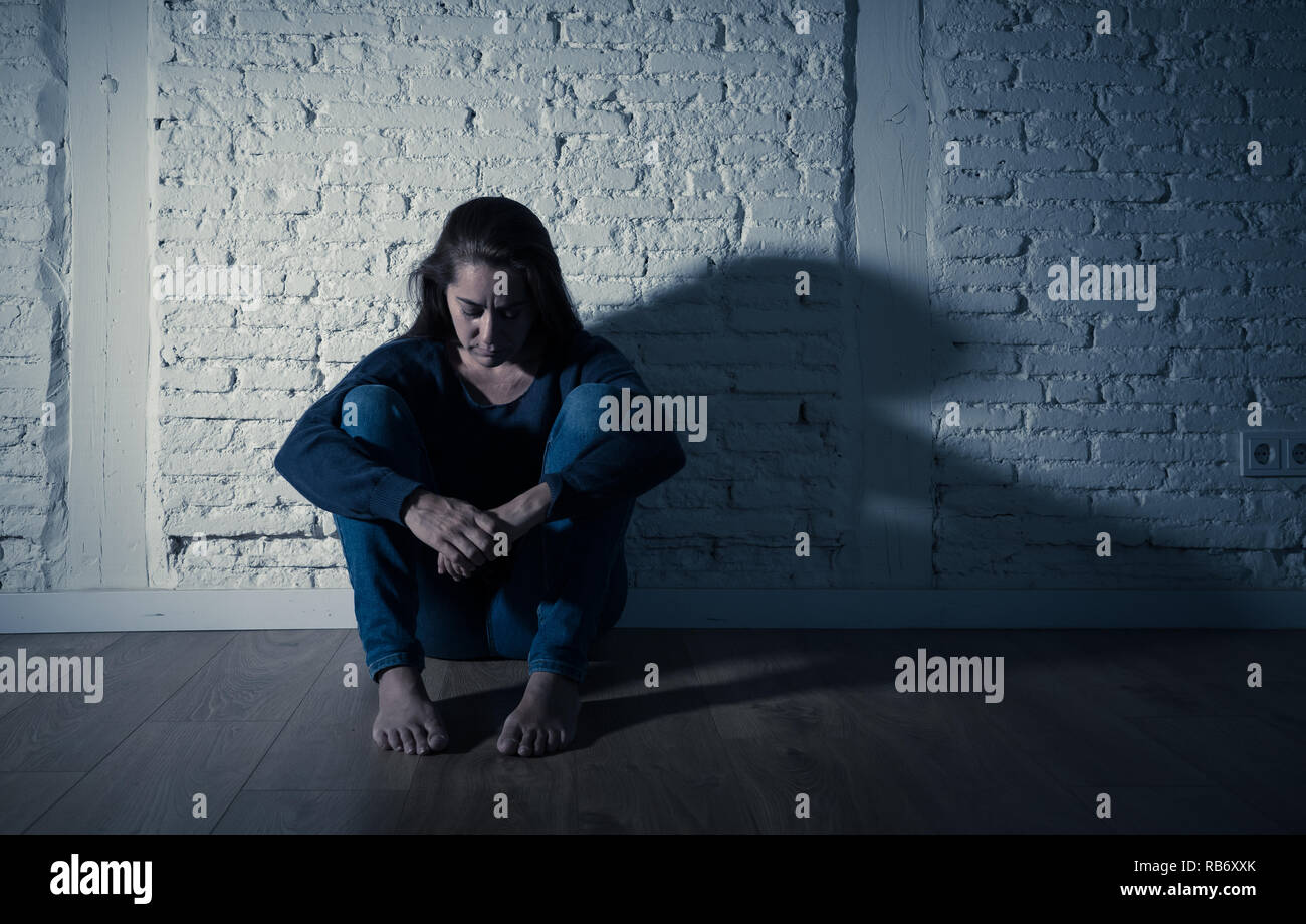 Young devastated depressed woman crying feeling hurt suffering ...