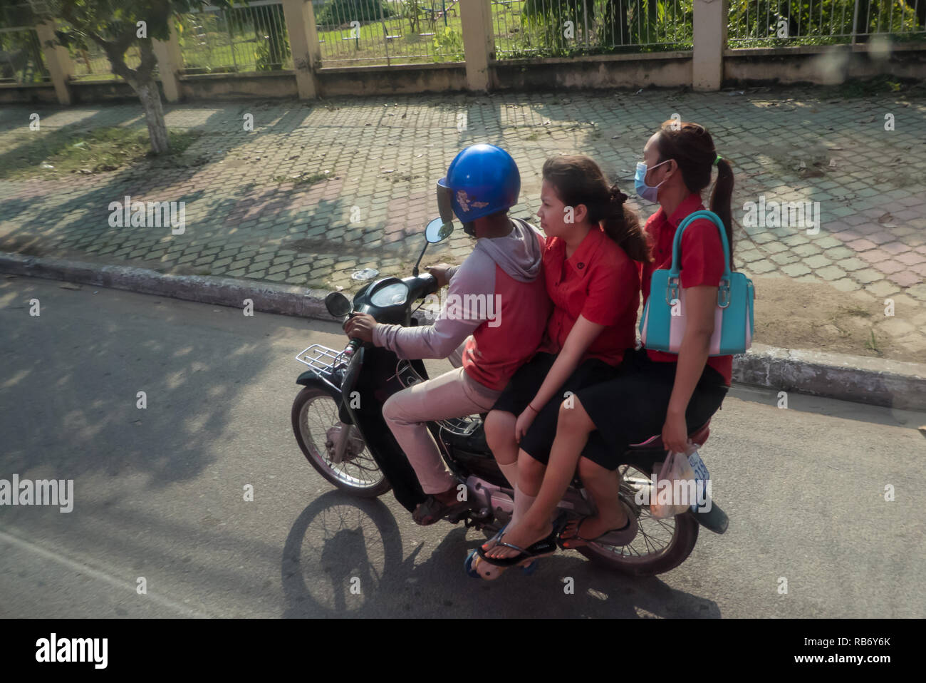 Moped transport, Phnom Penh, Cambodia Stock Photo - Alamy