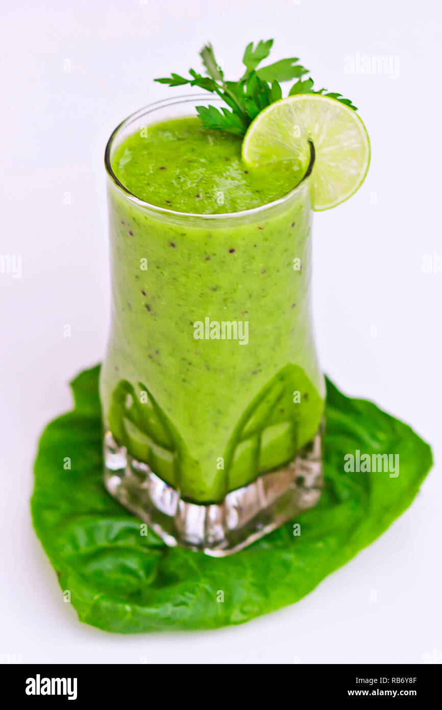 Fresh green cocktail made of fruits and vegetables Stock Photo - Alamy