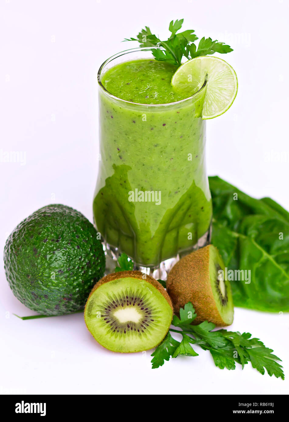 Fresh green cocktail made of fruits and vegetables Stock Photo - Alamy