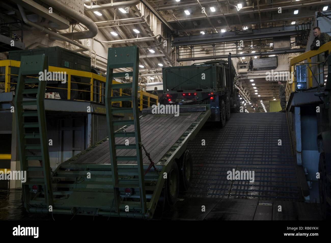Marines with Combat Logistics Battalion 24 on-load a MK23 Medium ...