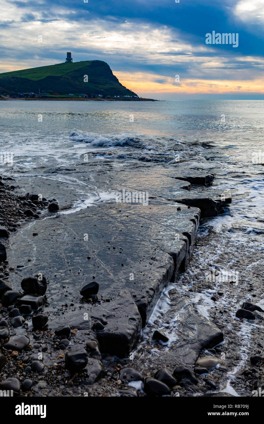 Landscape photograph in portrait orientation on Kimmeridge bay beach ...
