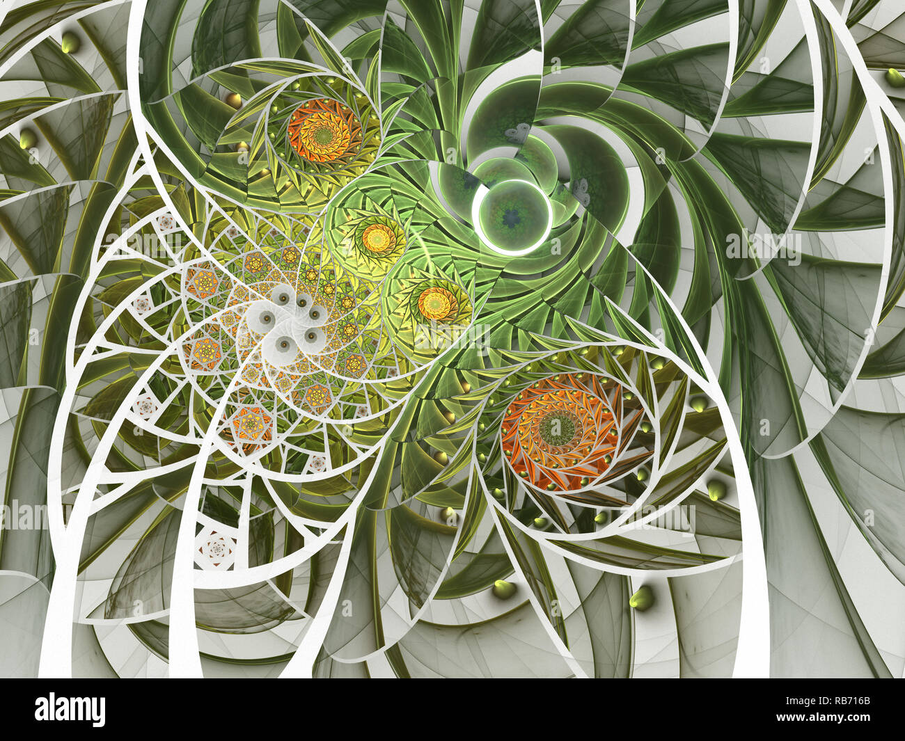 Spiral mosaic fractal pattern. Floral mosaic stain glass composition in ...