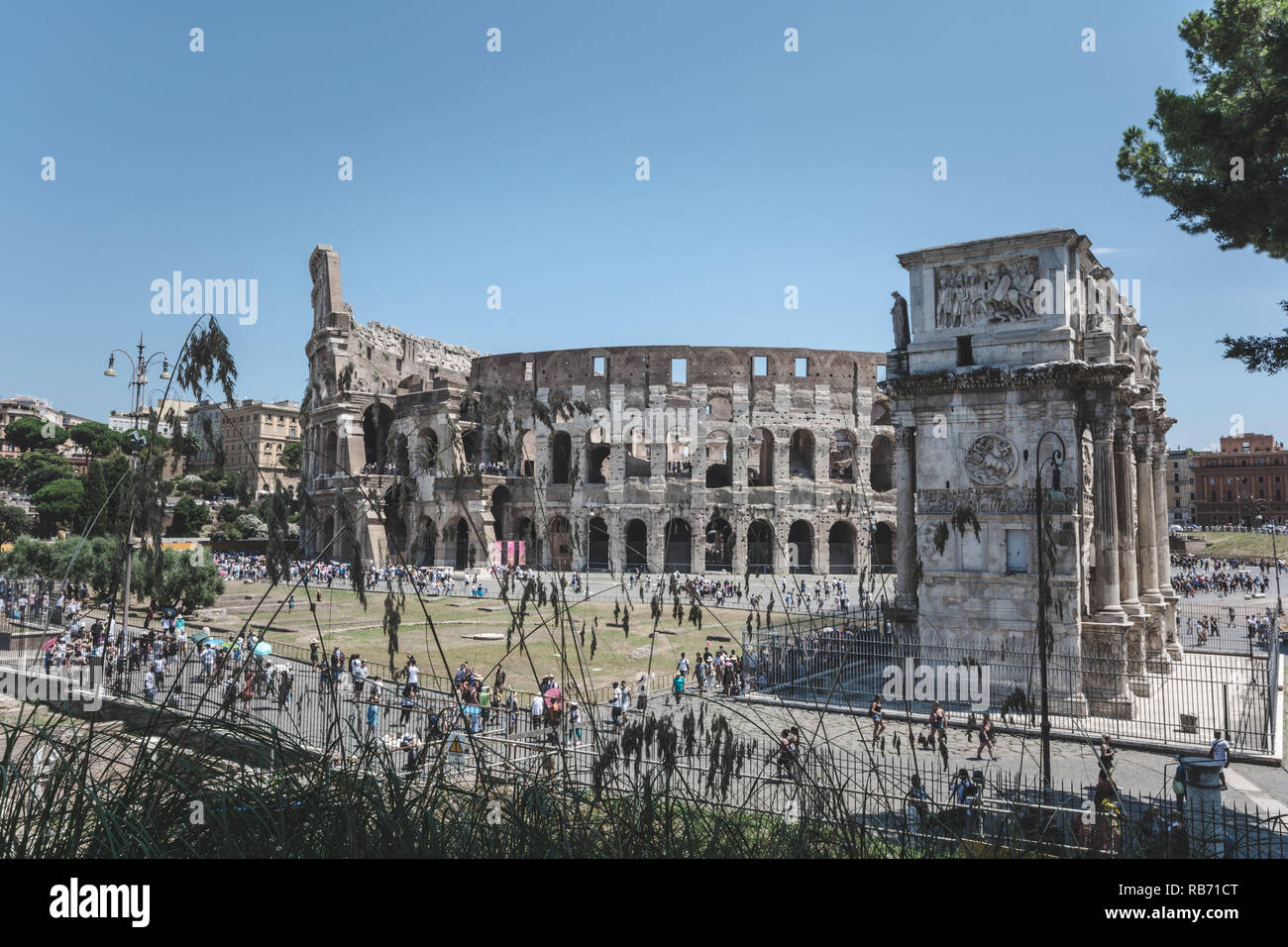colosseum rome crowded with turists in Rome , Italy Stock Photo - Alamy