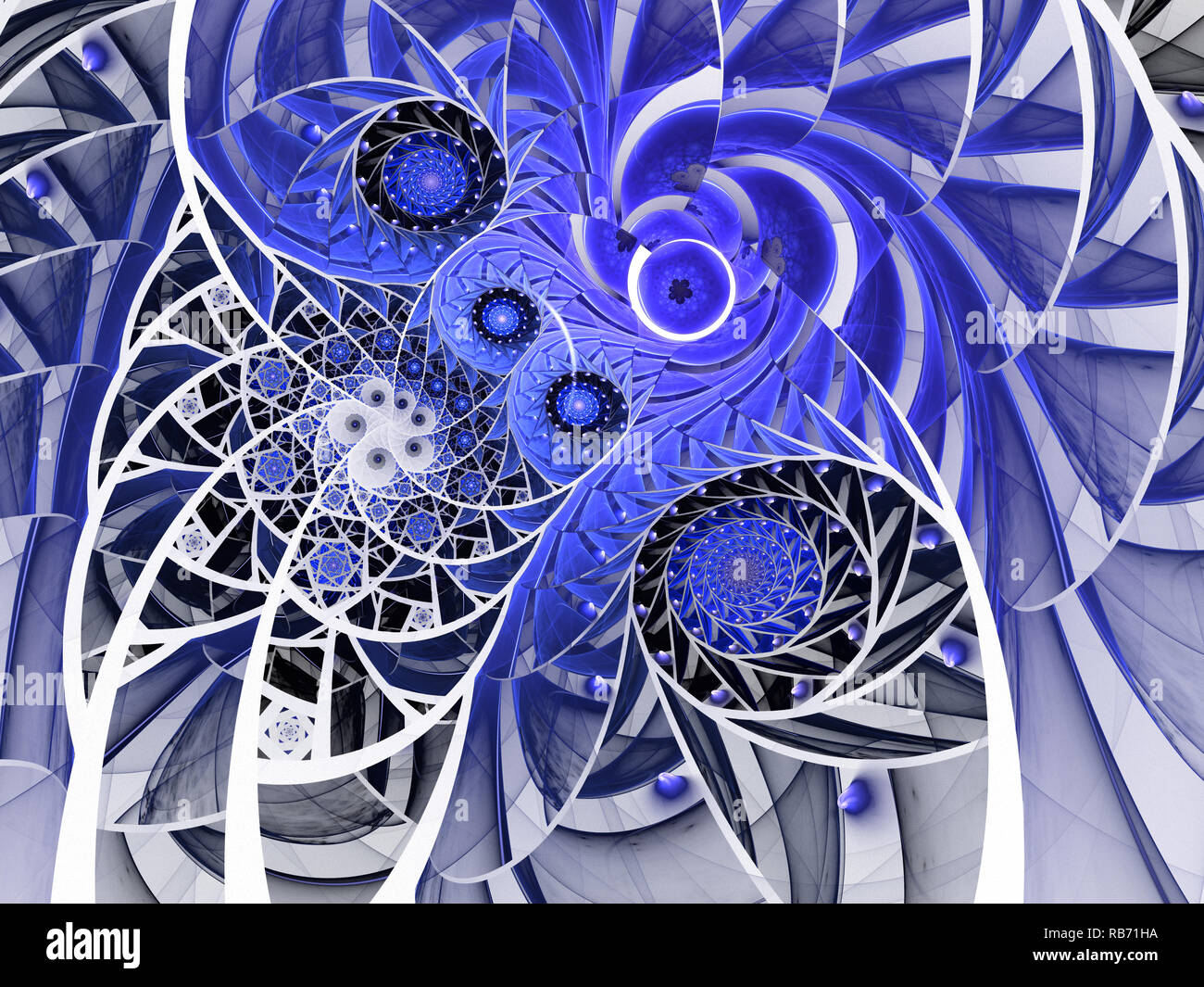 Spiral mosaic fractal pattern. Floral mosaic stain glass composition in ...