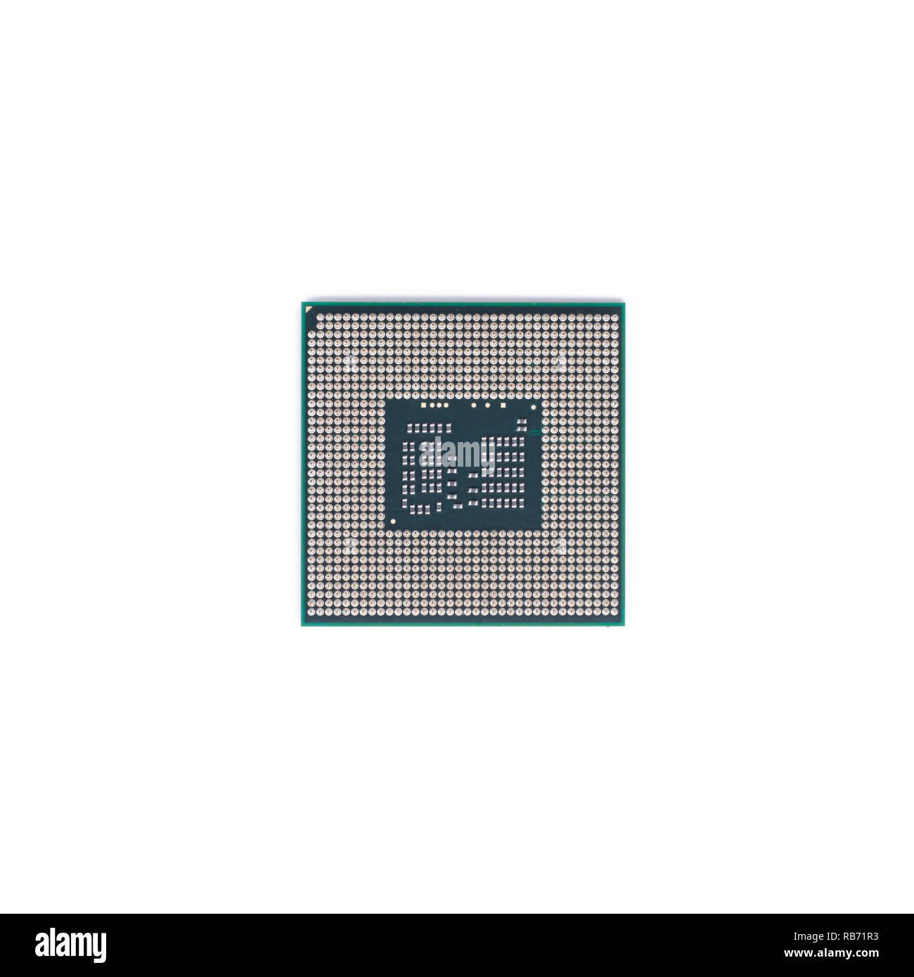 CPU (Central processing unit) microchip isolated on white background ...