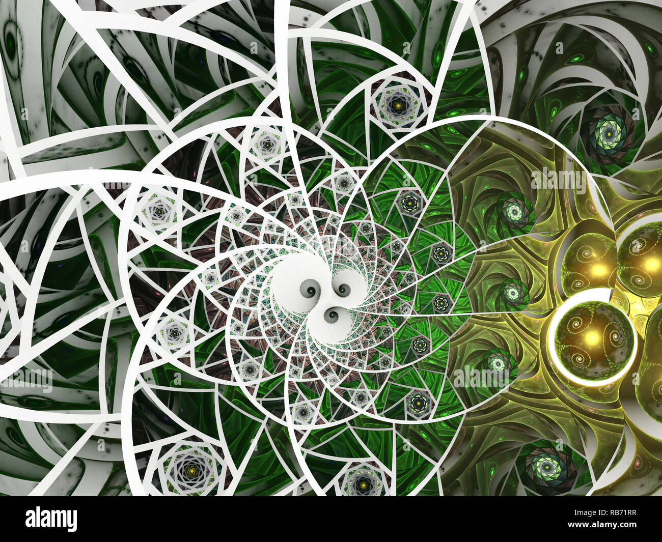 Spiral mosaic fractal pattern. Floral mosaic stain glass composition in ...