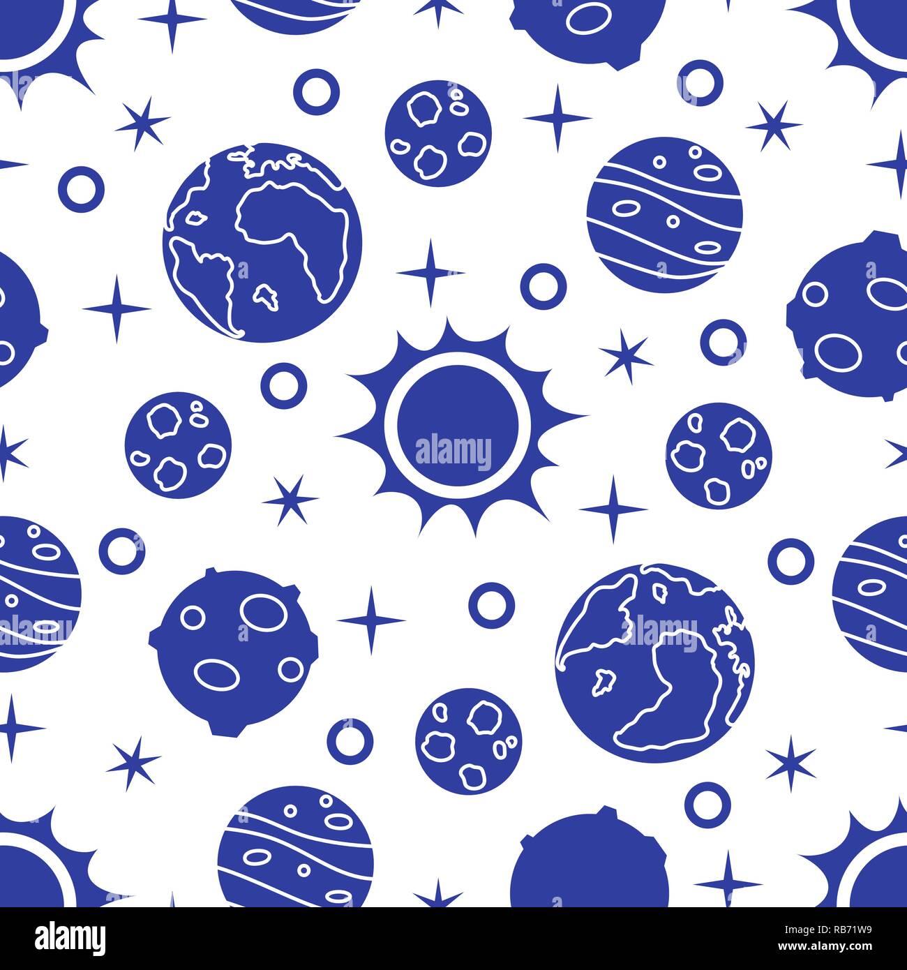 Seamless pattern with sun, planets, stars. Space exploration. Astronomy ...