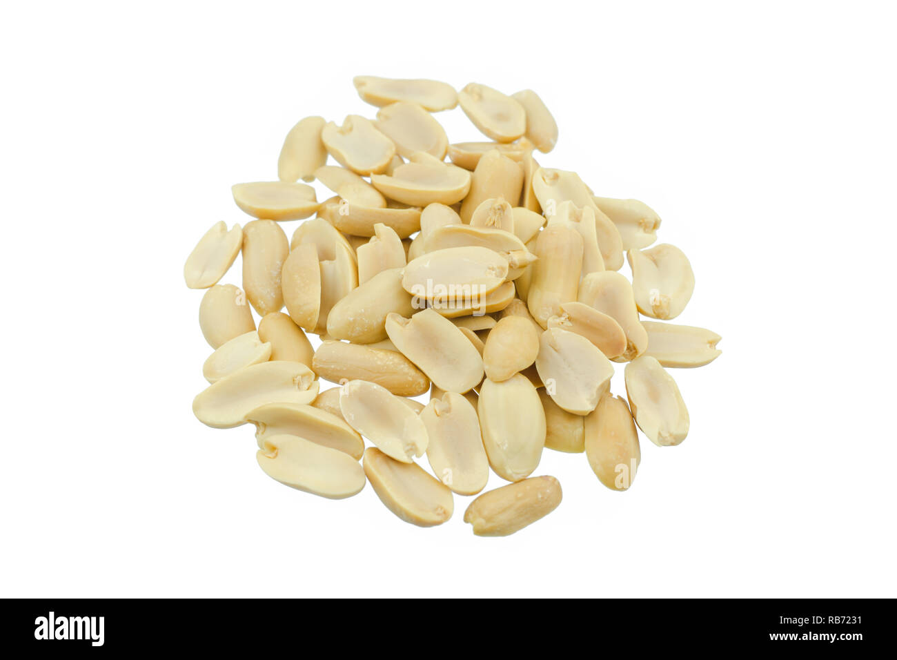 Arranged peanuts peeled and isolated on white background Stock Photo ...
