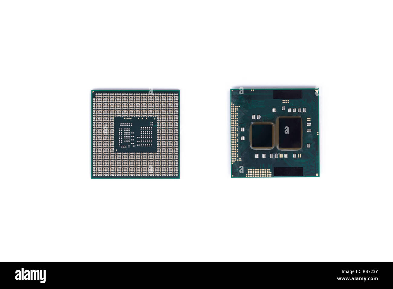 CPU (Central processing unit) microchip isolated on white background ...