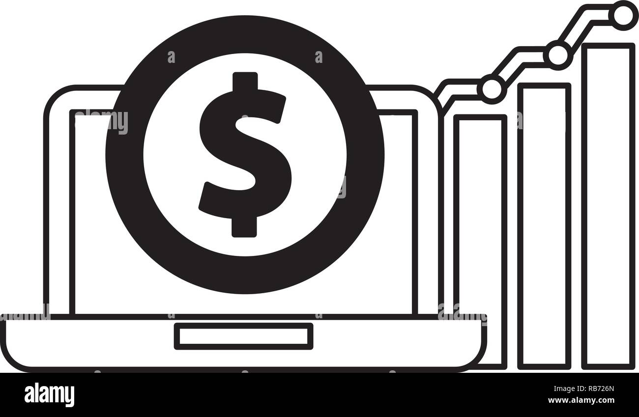 business laptop chart report and money Stock Vector Image & Art - Alamy