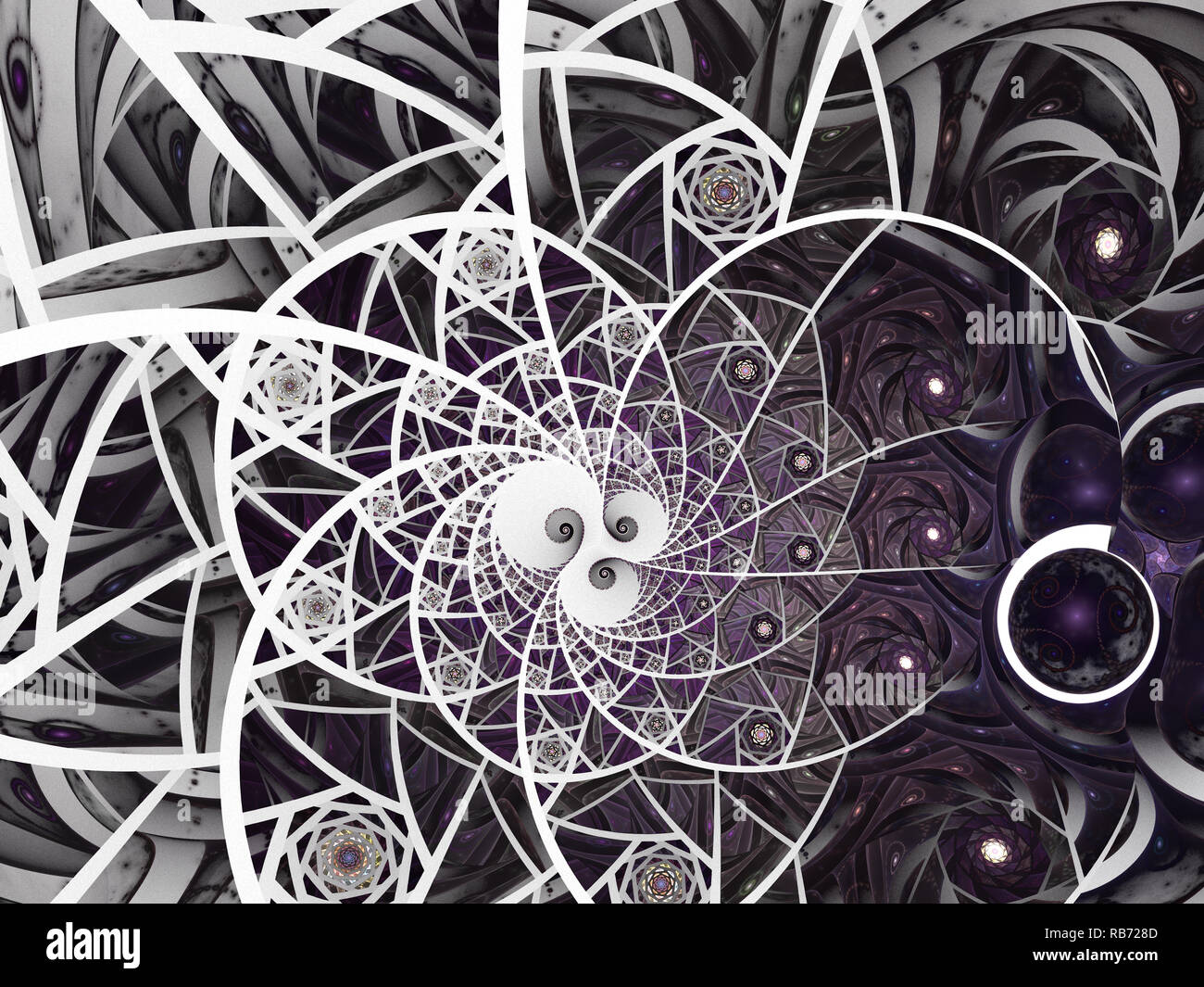 Spiral mosaic fractal pattern. Floral mosaic stain glass composition in ...