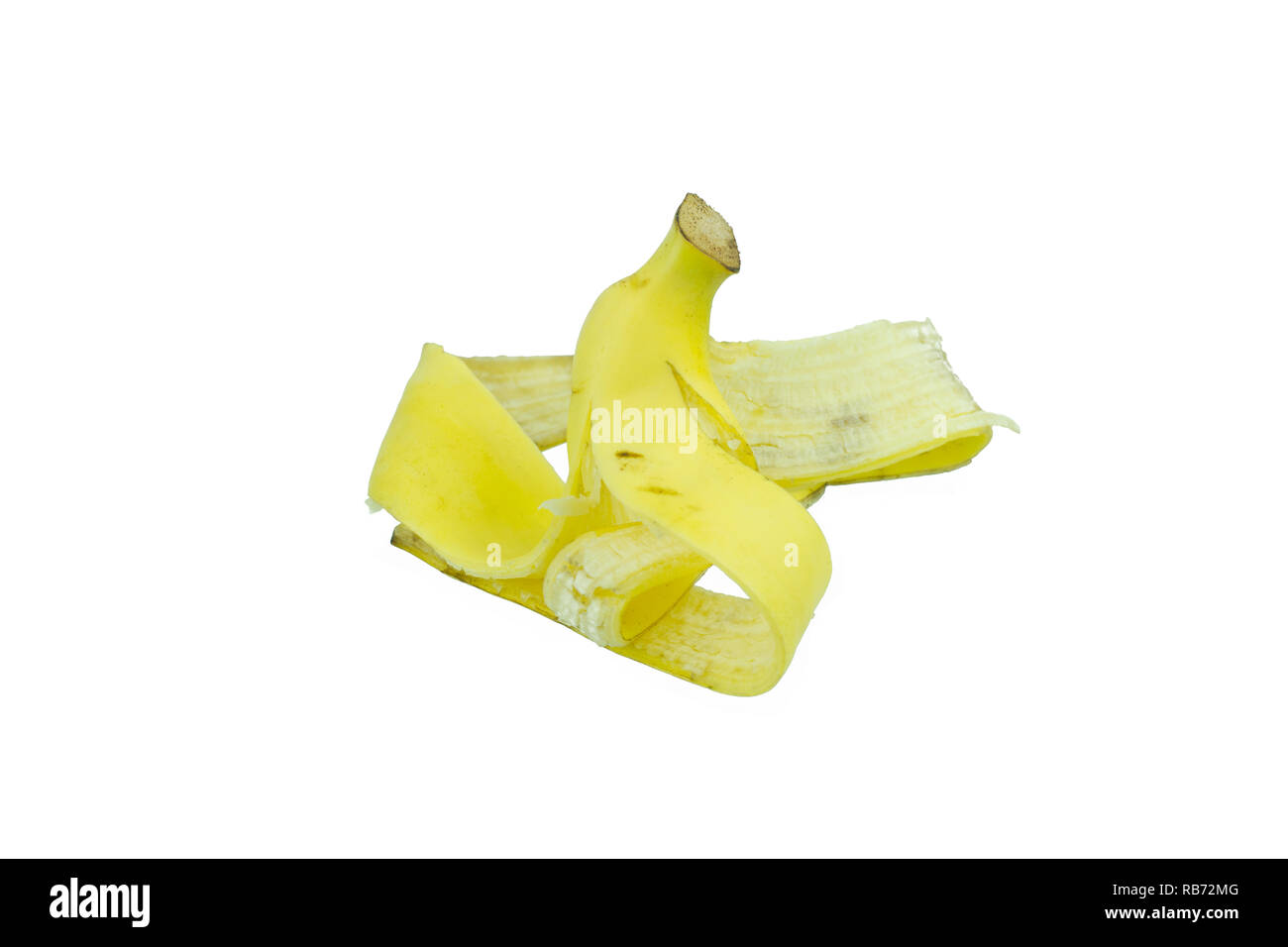 Banana peel on white background close up Stock Photo - Alamy