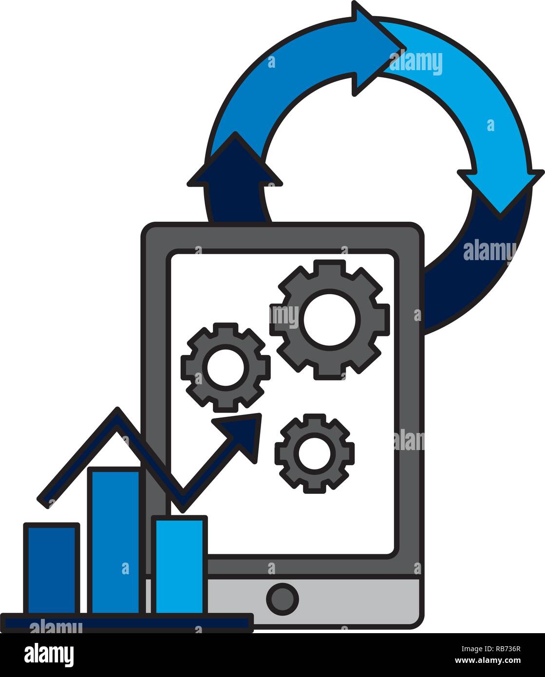 business cellphone diagram and pie chart Stock Vector Image & Art - Alamy