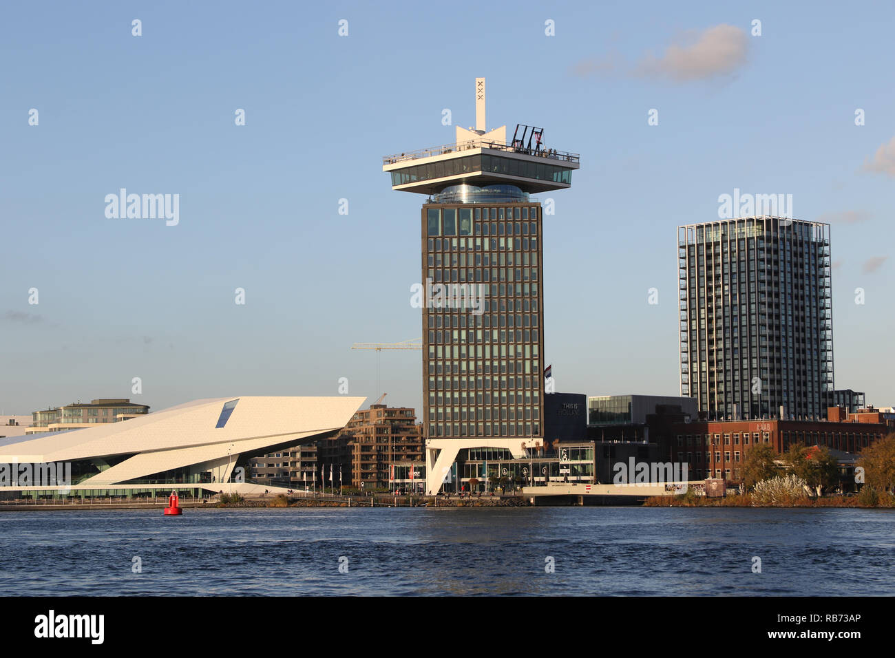 The A'DAM Tower is a nearly one hundred meter high tower on the IJ ...