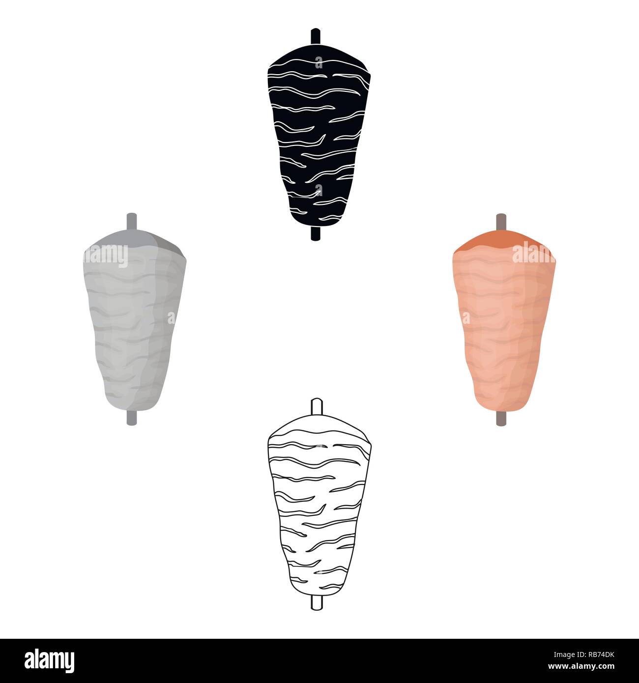 oner kebab icon in cartoon style isolated on white background. Meats ...