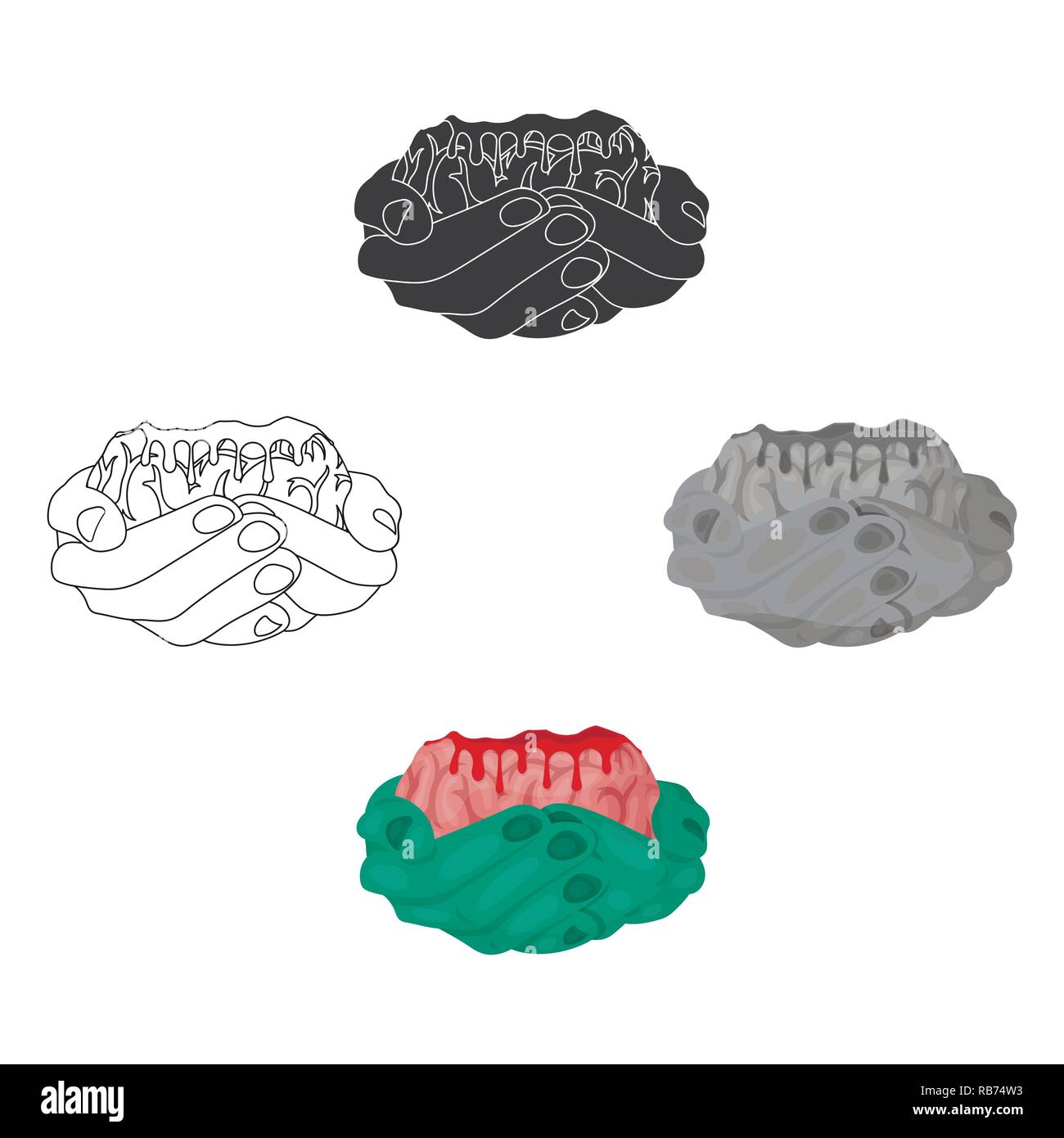 apocalypse,blood,brain,cartoon,dangerous,dead,fingers,flesh,hands,icon ...