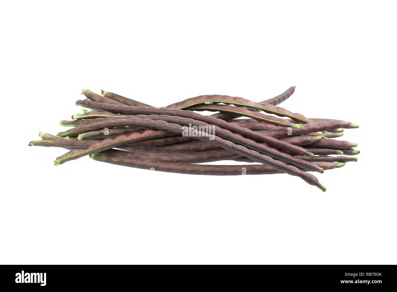 purple yardlong bean isolated on white background Stock Photo - Alamy