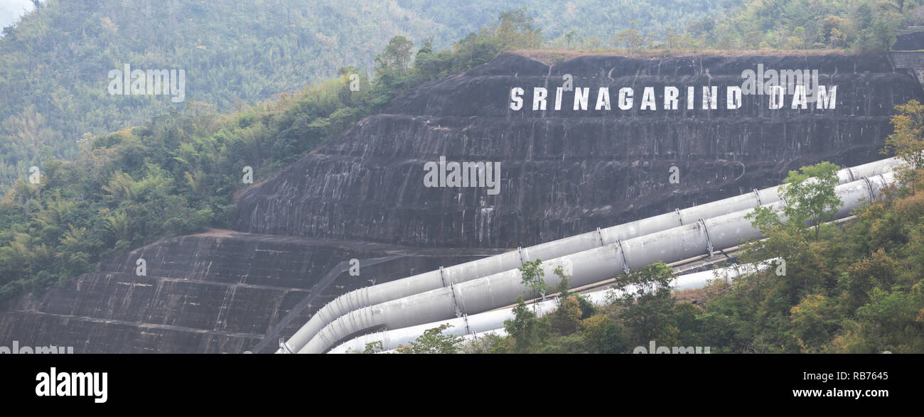 Srinagarind Dam, embankment dam with power station built for river ...