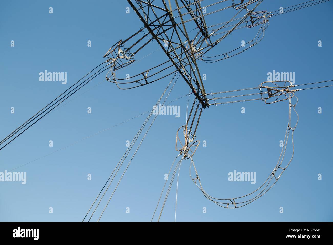Electric lines above Stock Photo - Alamy