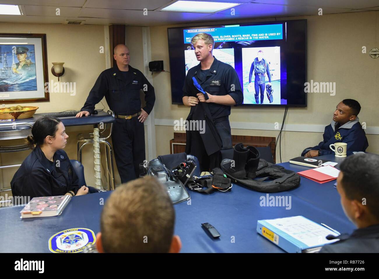 MEDITERRANEAN SEA (Dec. 12, 2016) - Mason K. Stickley gives training on ...