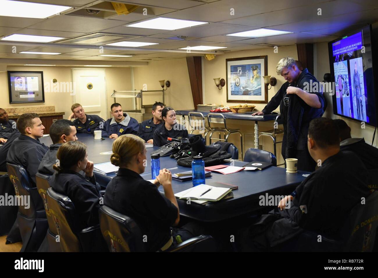 MEDITERRANEAN SEA (Dec. 12, 2016) - Mason K. Stickley gives training on ...