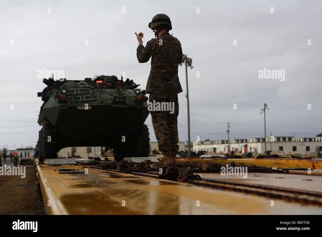 A U.S. Marine with 2D Transportation Battalion, 2nd Marine Logistics ...