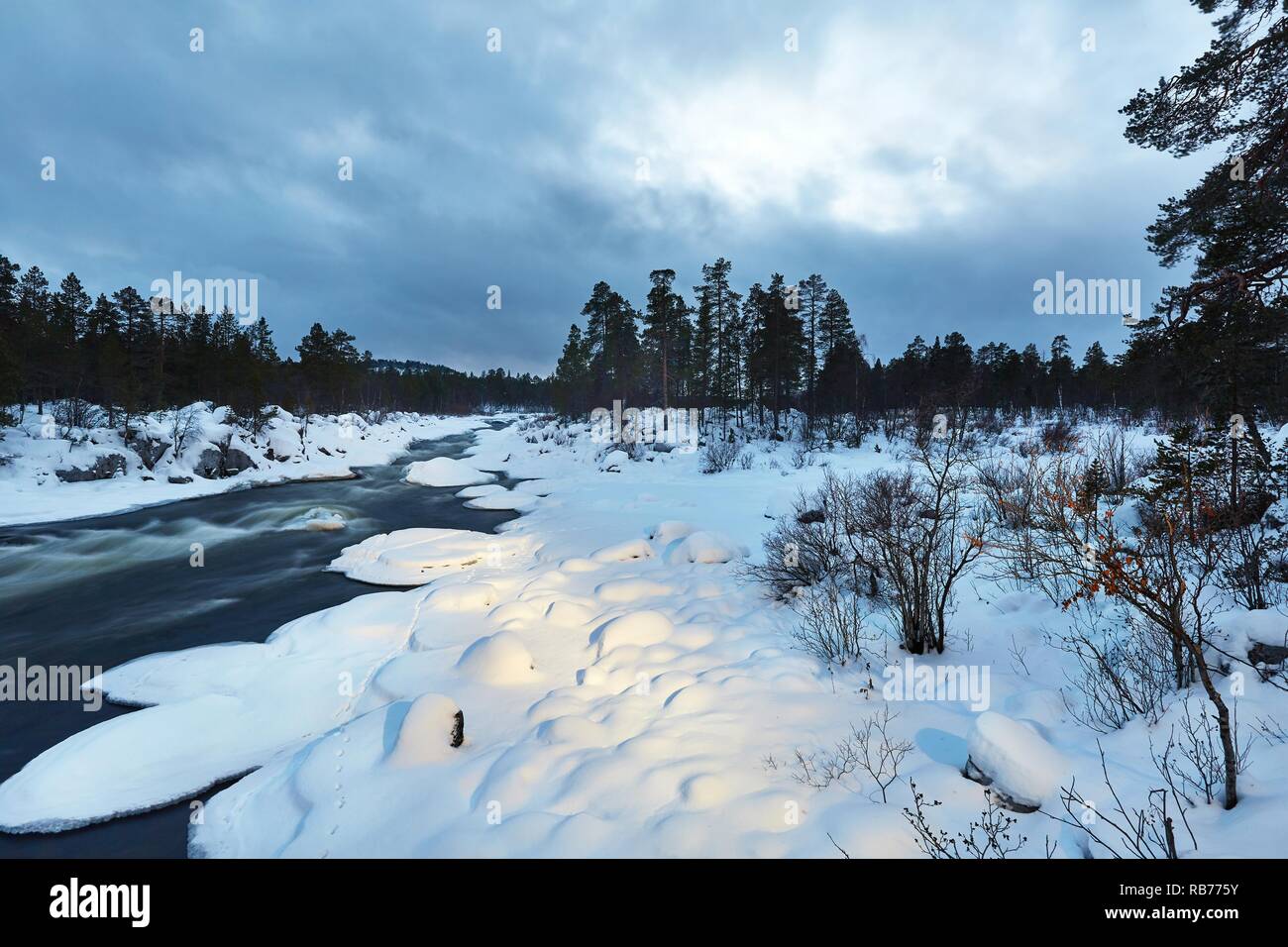 Winter River Flow Stock Photo - Alamy