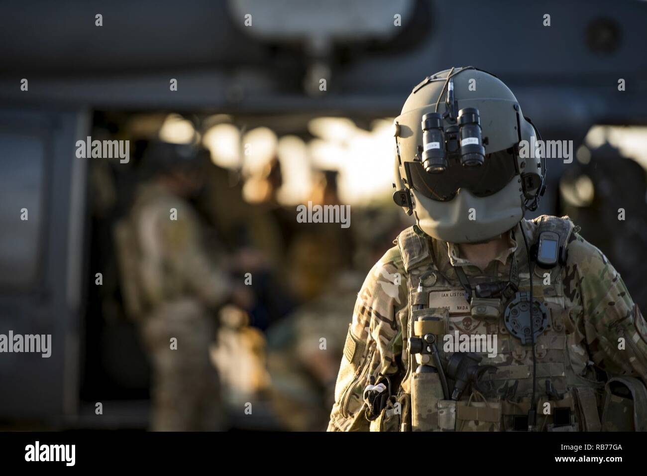 Capt James Liston, 41st Rescue Squadron pilot, departs an HH-60G Pave ...