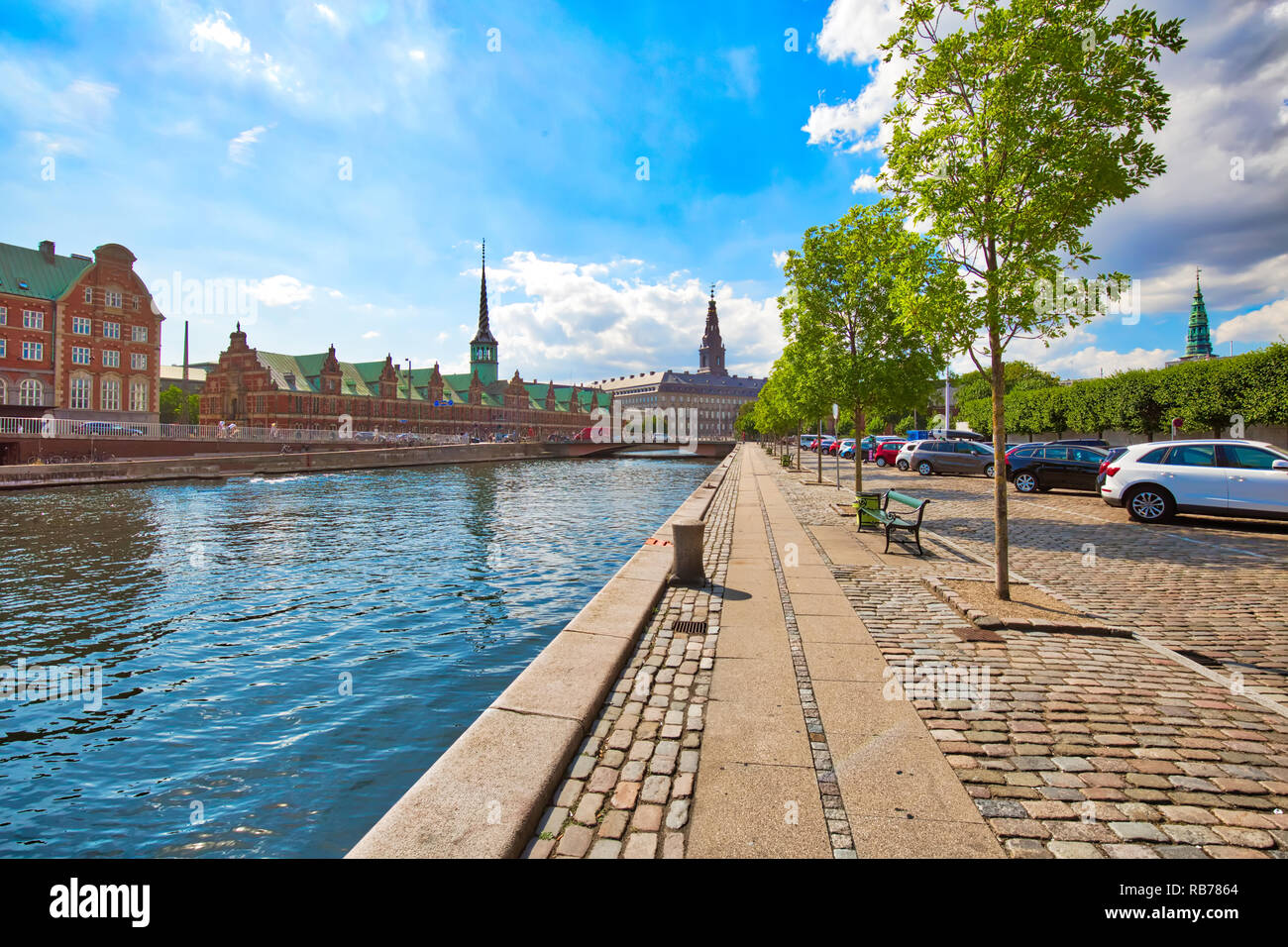 Copenhagen, Denmark-August 1, 2018: Scenic historic old city streets ...