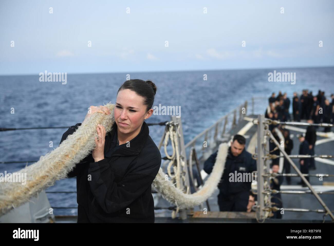 MEDITERRANEAN SEA (Dec. 15, 2016) Seaman Elizabeth Cook hauls 10-inch ...