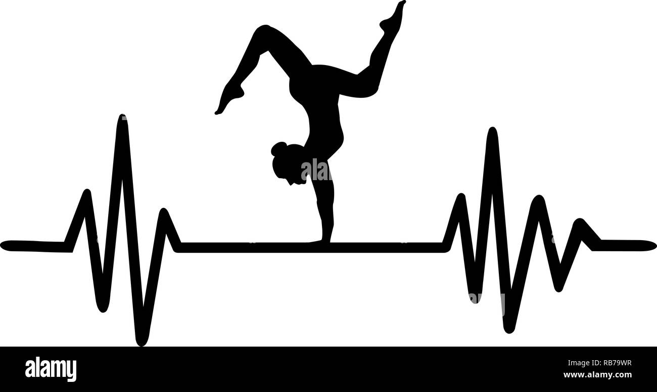 Heartbeat pulse line with acrobat doing a floor exercise Stock Photo ...