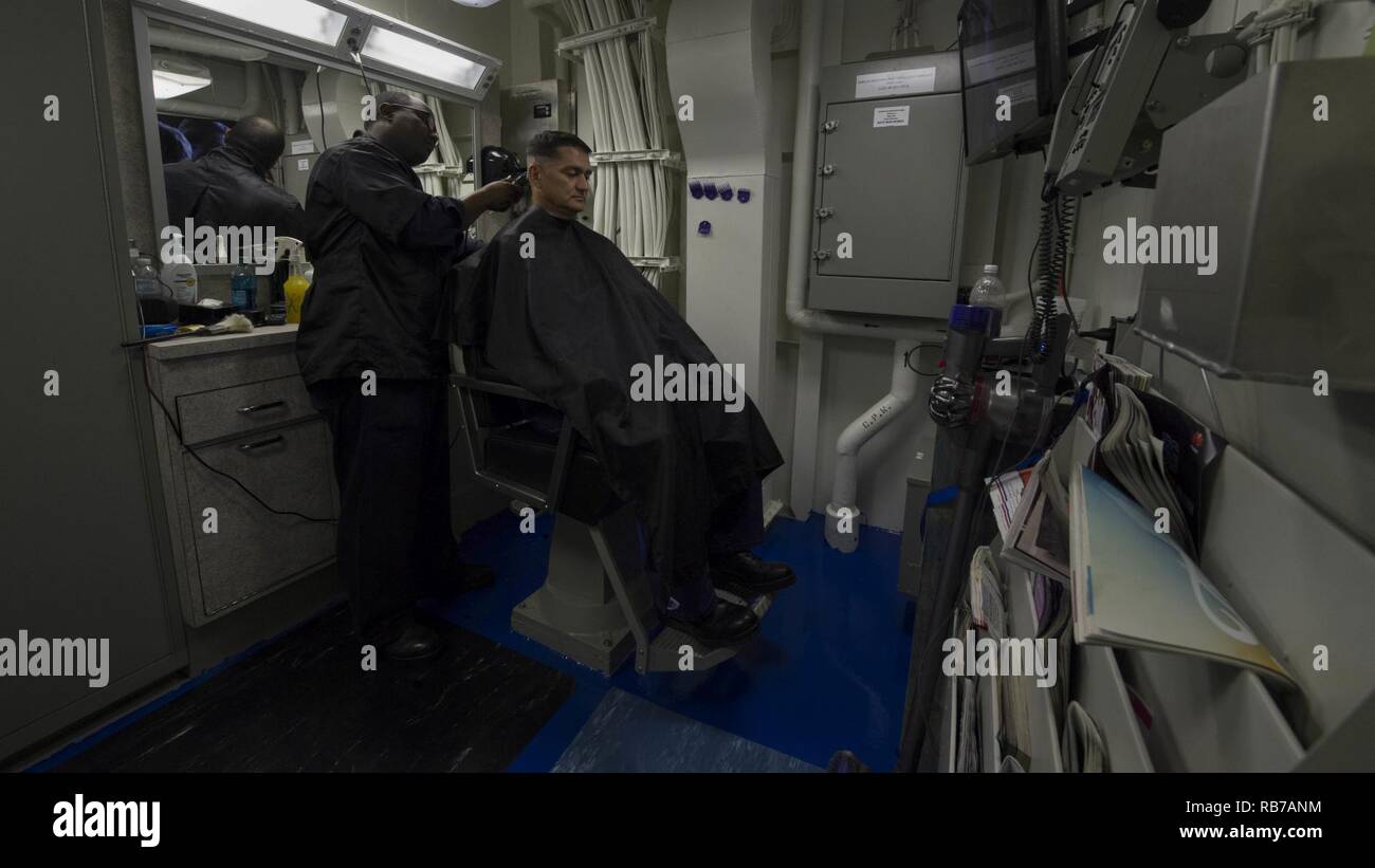 PACIFIC OCEAN (Dec. 1, 2016) Petty Officer 1st Class Edward Carr trims ...