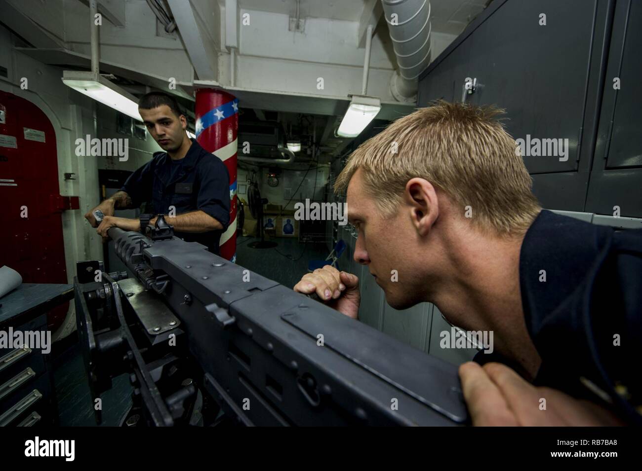ATLANTIC OCEAN (Dec. 1, 2016) Petty Officer 3rd Class Alex Wray, right ...