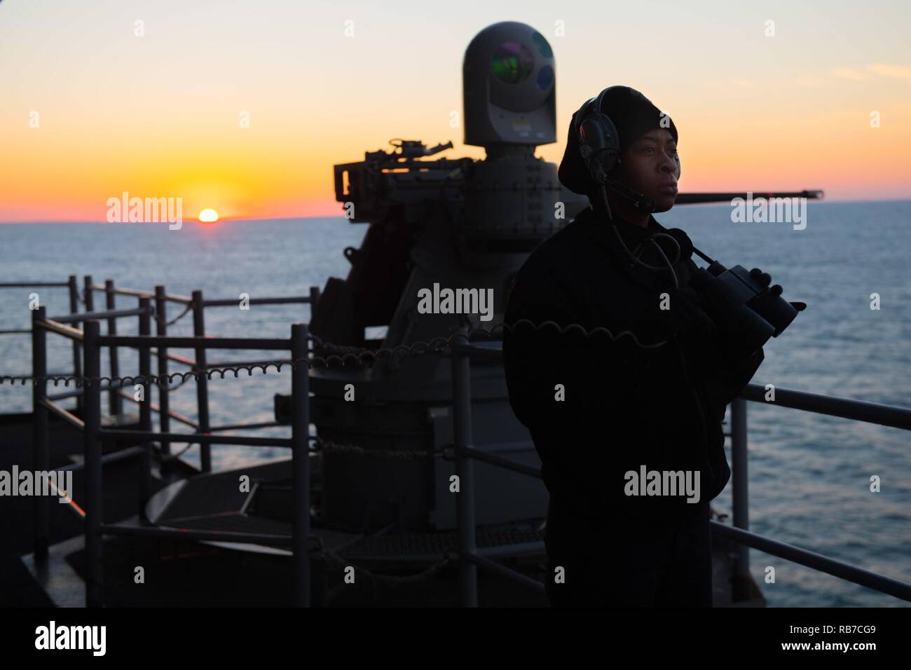 ATLANTIC OCEAN (Dec. 2, 2016) Seaman Alexis Wright stands watch aboard ...