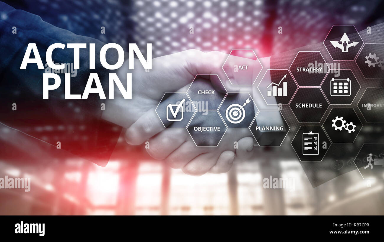 Action Plan Strategy Planning Vision Direction. Financial concept on ...