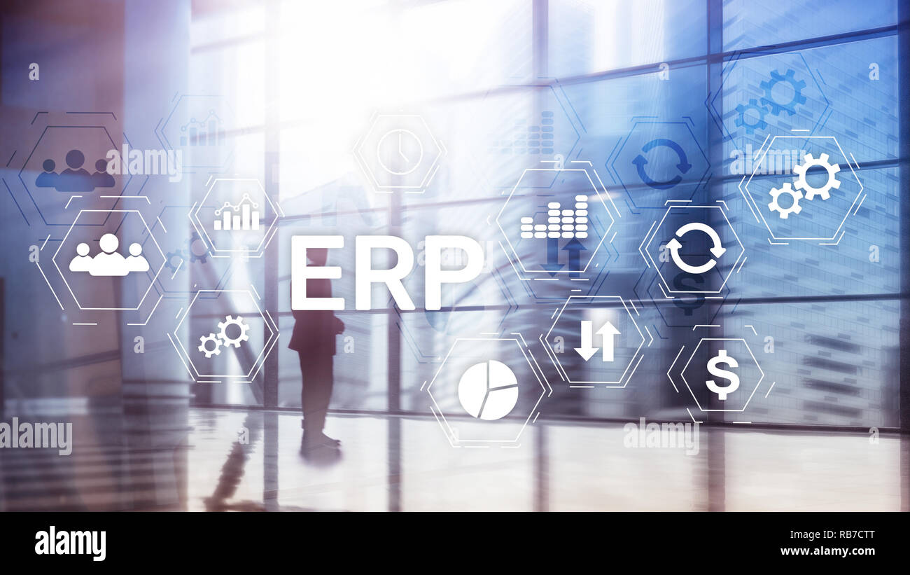 ERP system, Enterprise resource planning on blurred background ...