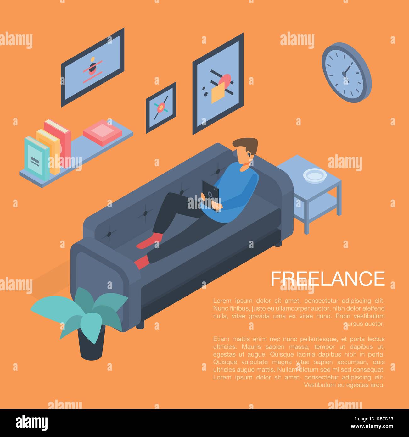 Home freelance concept background, isometric style Stock Vector Image ...