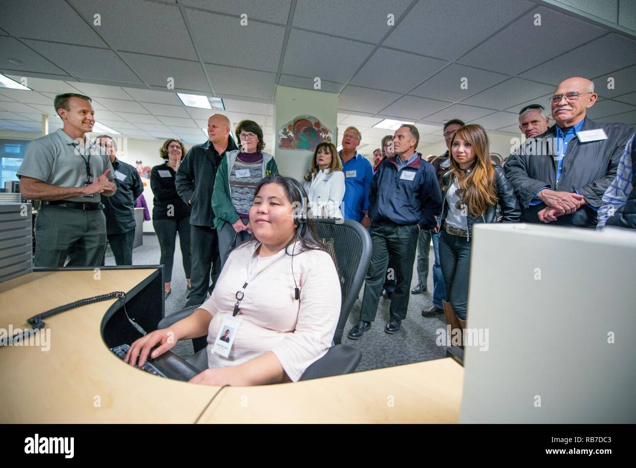 Mary Beltran with the 60th Communications Squadron demonstrates the ...