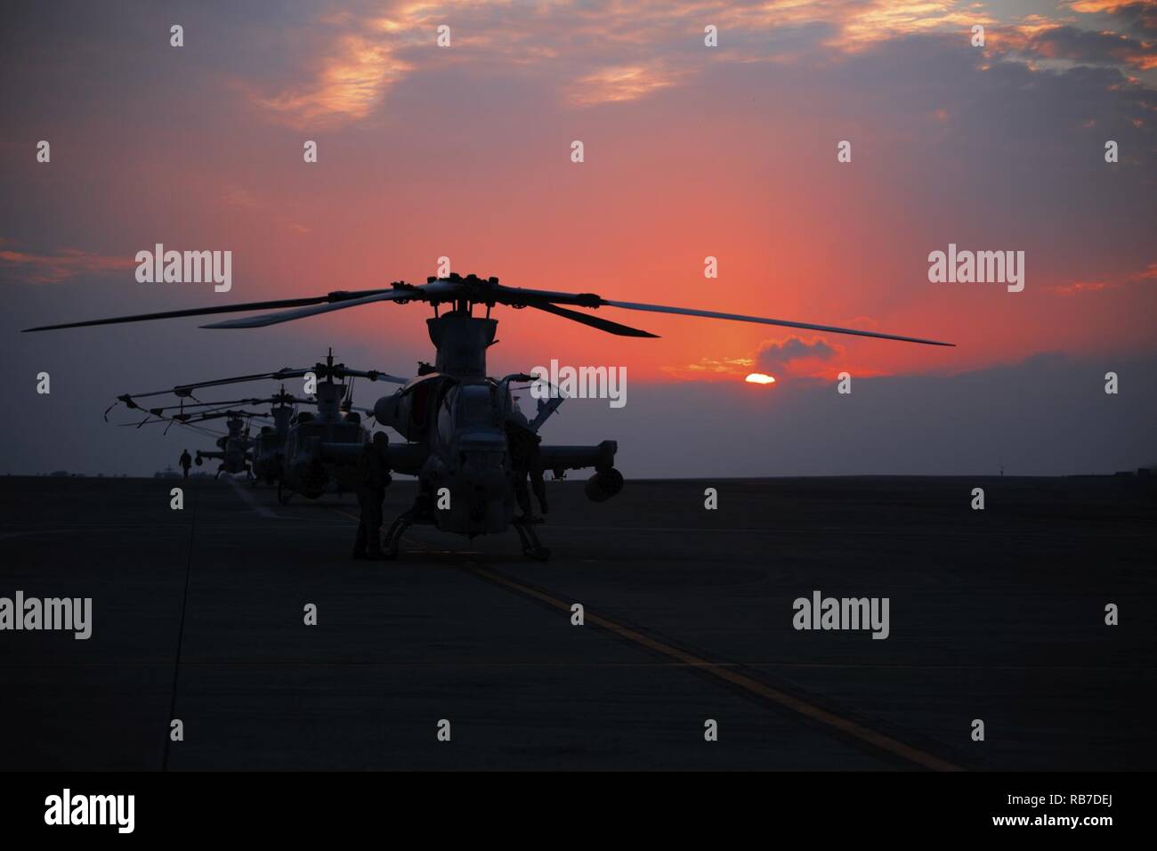 An AH-1Z Viper sits on the Marine Corps Air Station Futenma flight line ...