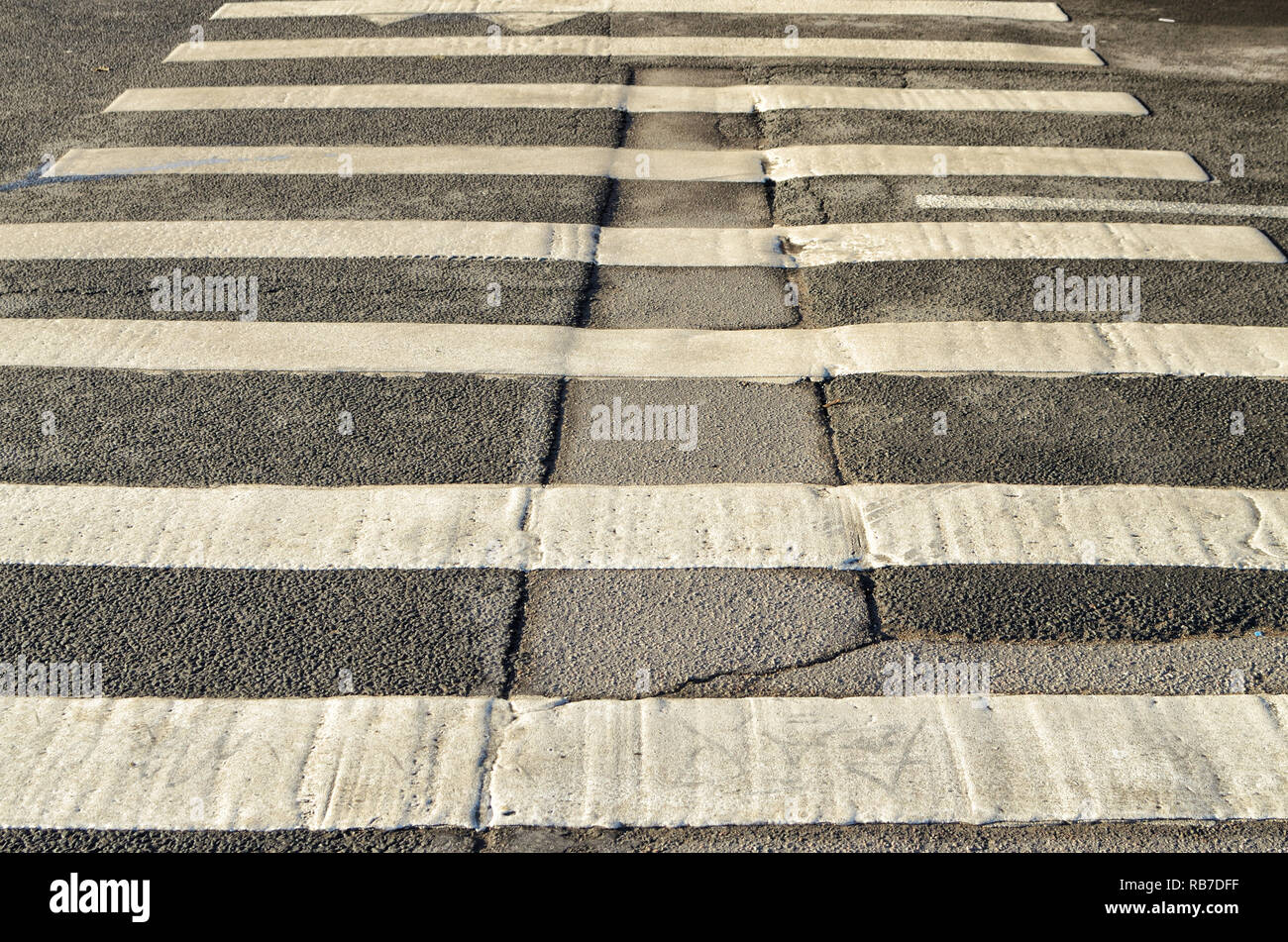 Marking pedestrian crossing.In the form of parallel white stripe Stock ...